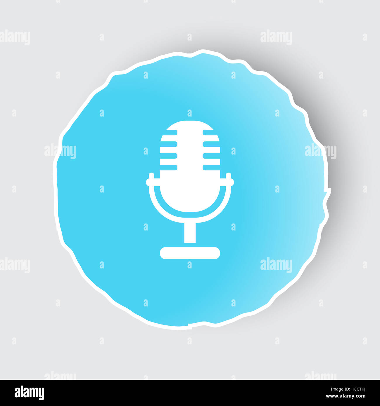 Blue app button with Microphone icon on white Stock Photo - Alamy