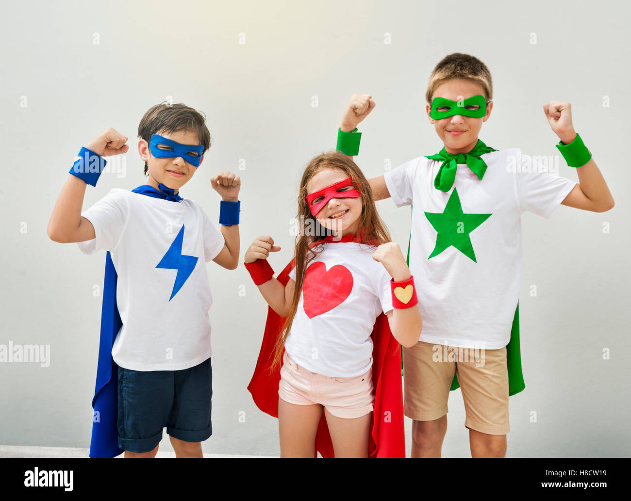 Superhero Boy Girl Brave Imagination Concept Stock Photo - Alamy