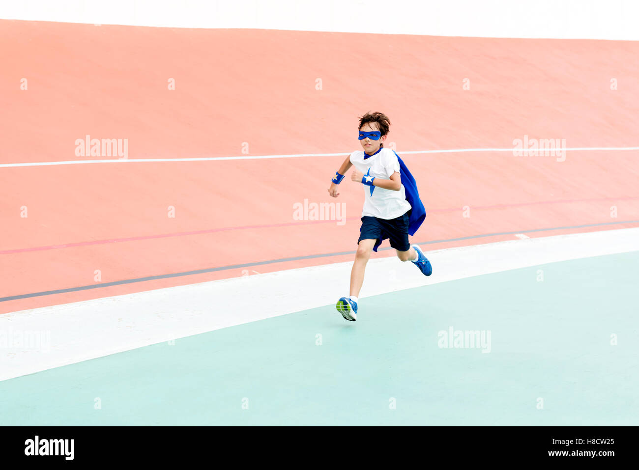 Superhero Boy Brave Running Activity Concept Stock Photo - Alamy