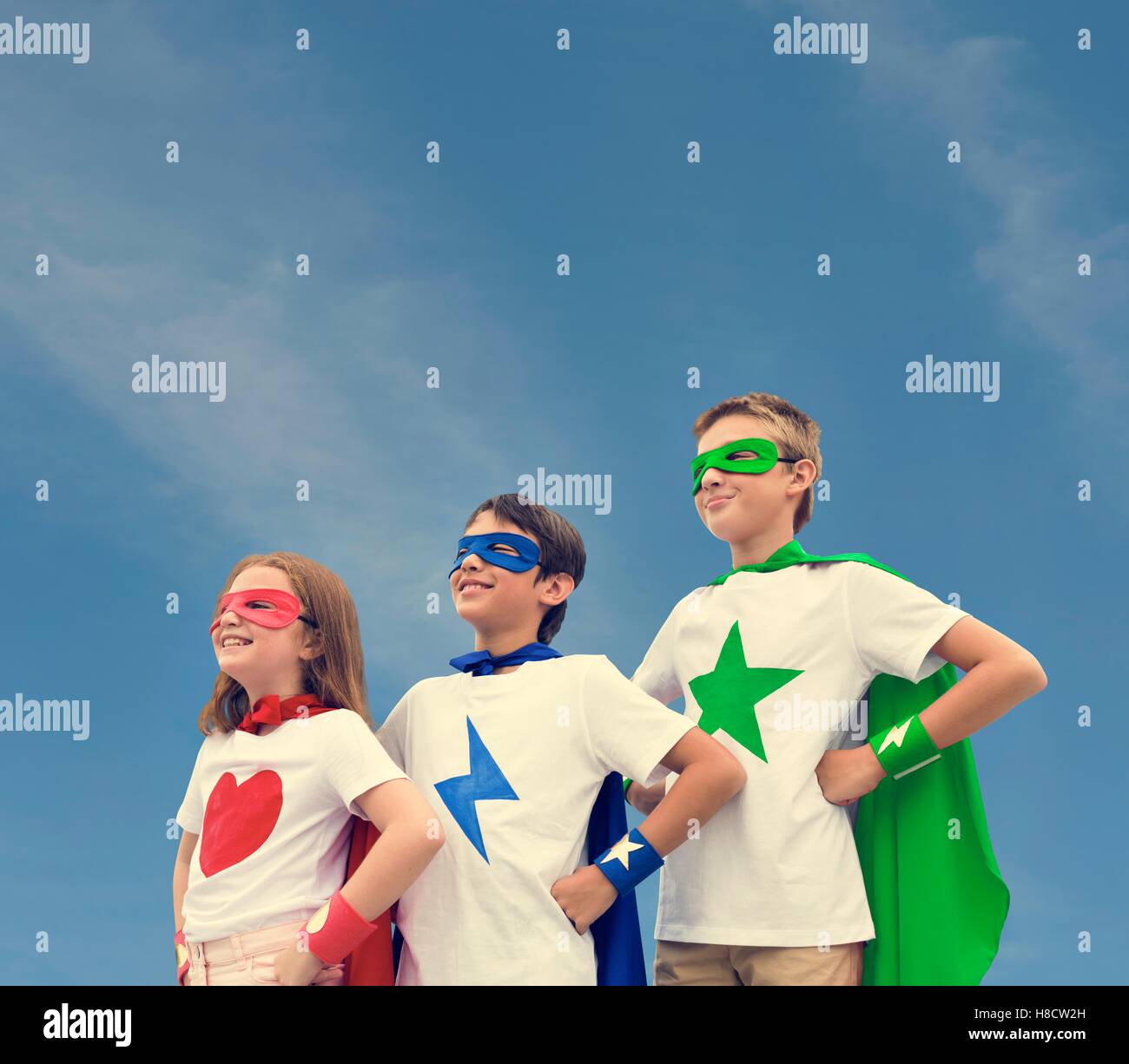 Superhero Boy Girl Brave Imagination Concept Stock Photo - Alamy