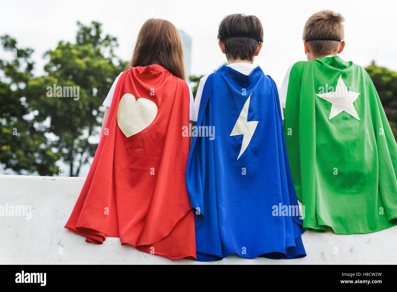 Superhero Boy Girl Brave Imagination Concept Stock Photo - Alamy