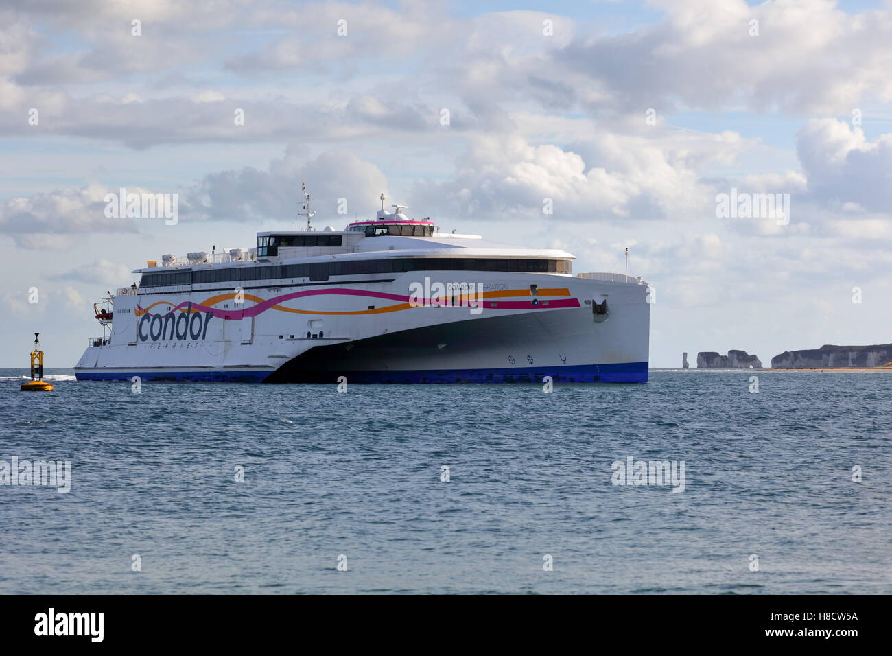 High Speed Craft (HSC) Condor Liberation in approaches to Poole Port during regular passenger ...