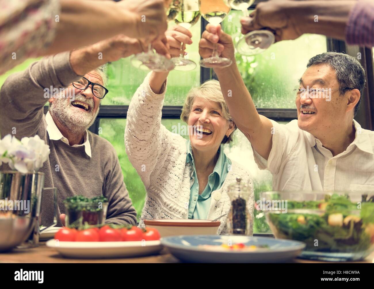 Group of Senior Retirement Meet up Happiness Concept Stock Photo - Alamy