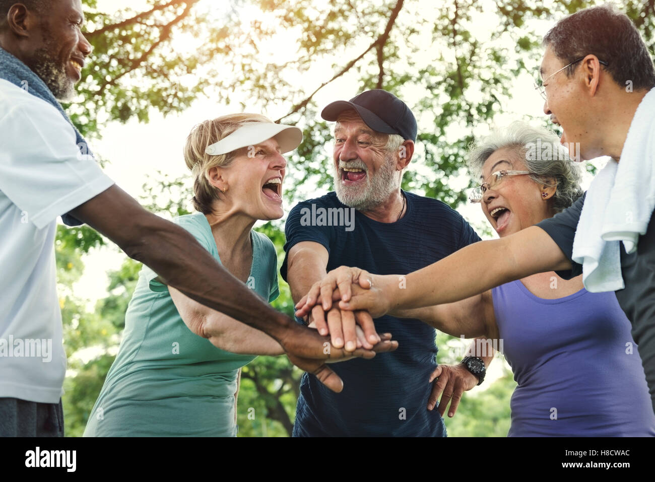 Group Of Senior Retirement Exercising Togetherness Concept Stock Photo ...
