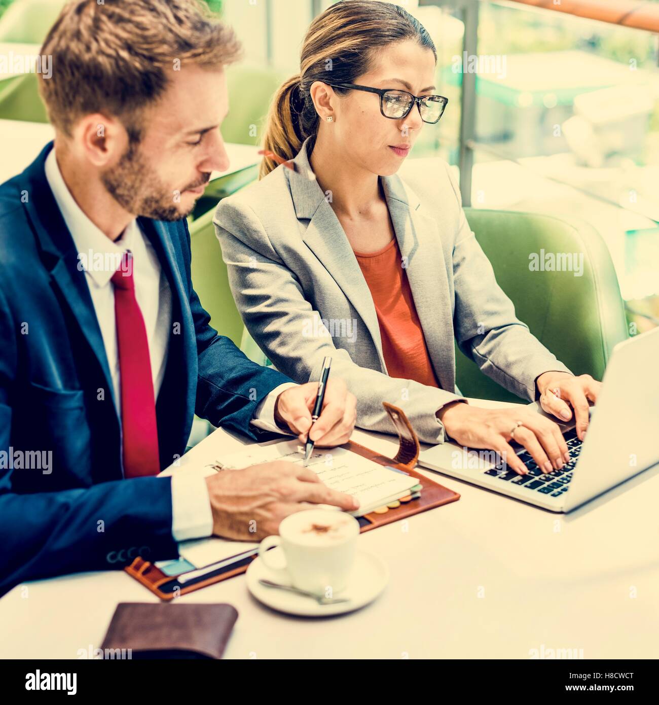 Business People Discussion Laptop Technology Togetherness Concept Stock ...