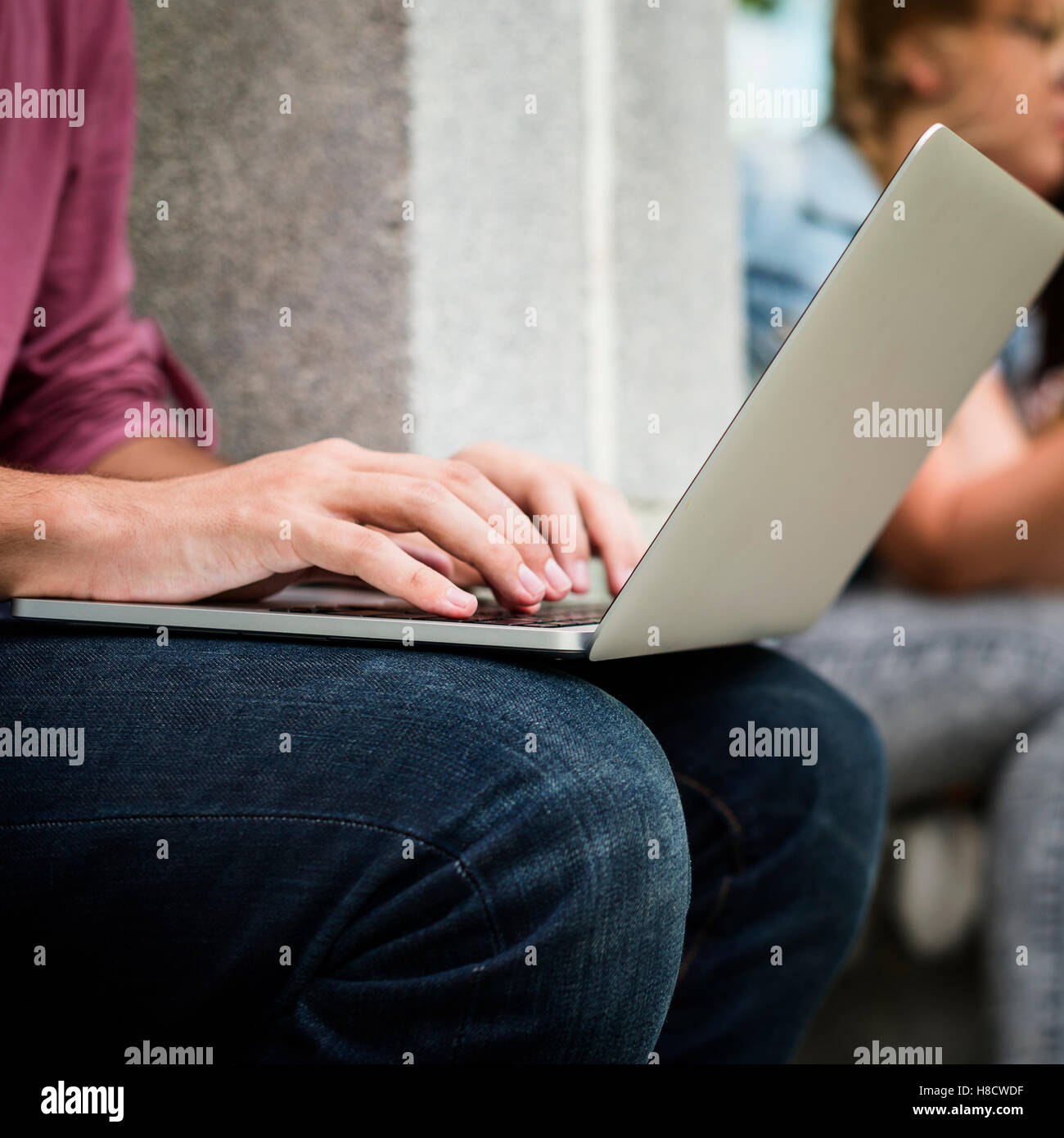 Cropped Students Laptop Studying Concept Stock Photo - Alamy