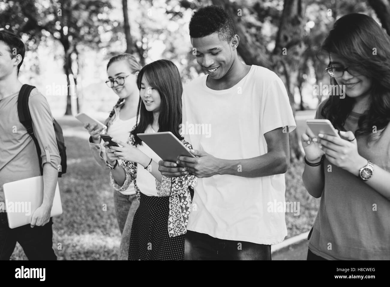 Diverse People Walking Technology Campus Concept Stock Photo - Alamy