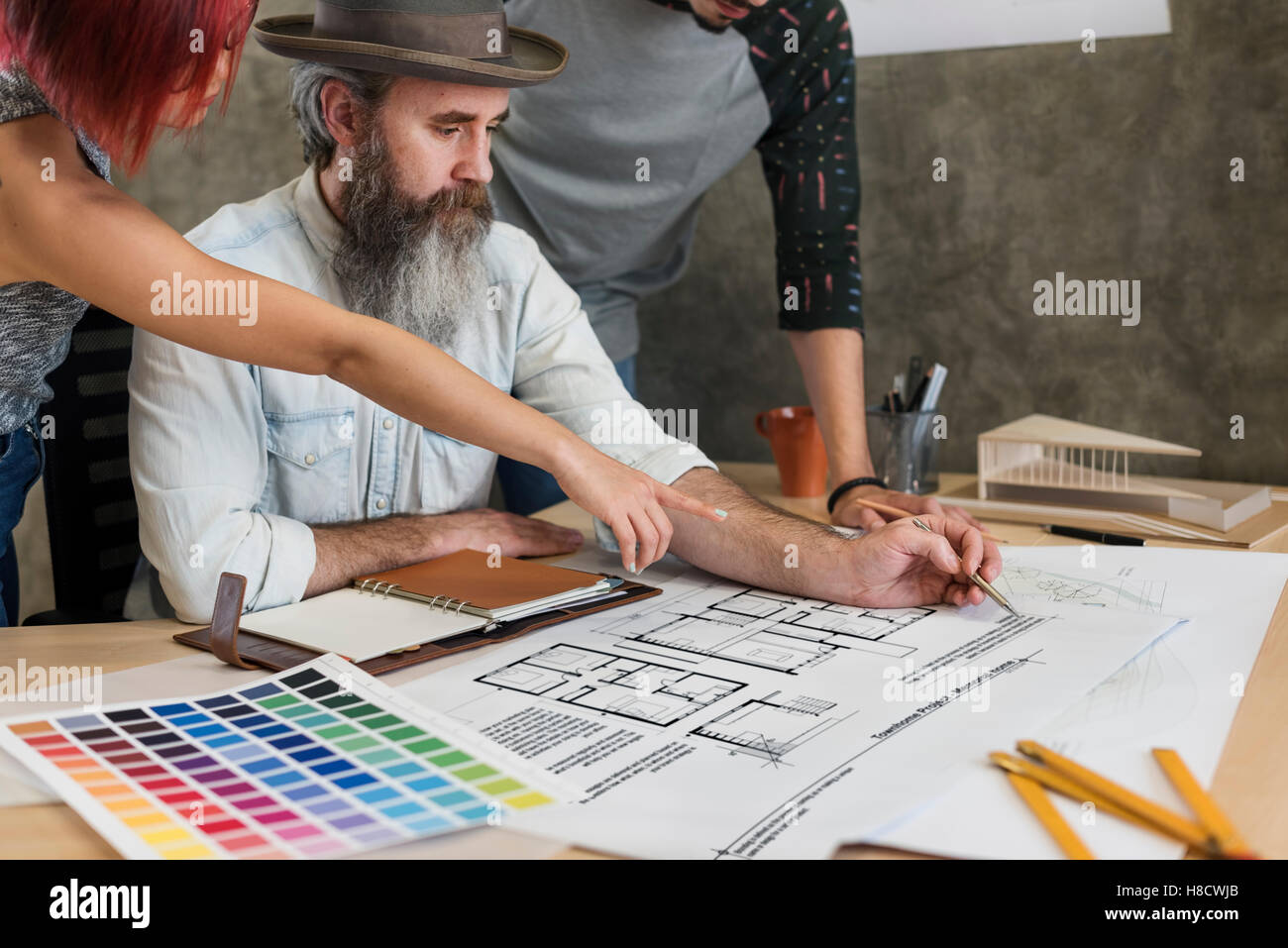 Design Studio Architect Creative Occupation Meeting Blueprint Concept ...