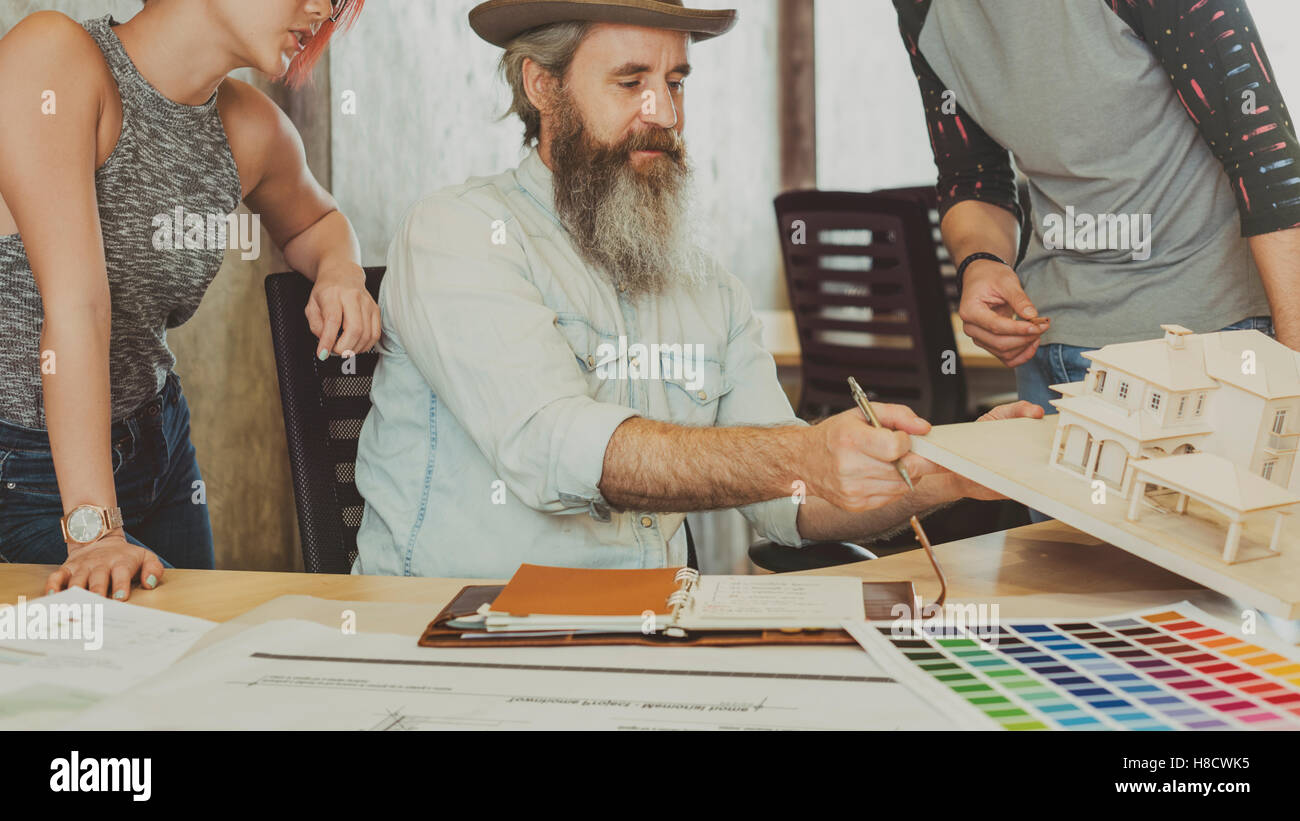 Design Studio Architect Creative Occupation Meeting Blueprint Concept ...