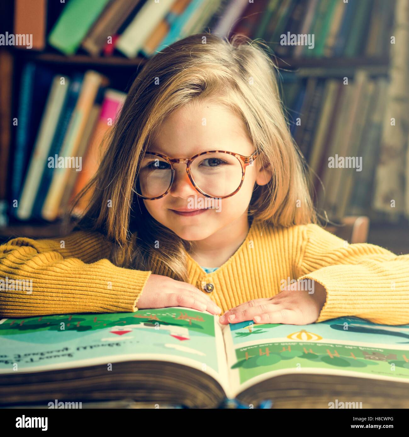 Adorable Cute Girl Reading Storytelling Concept Stock Photo - Alamy