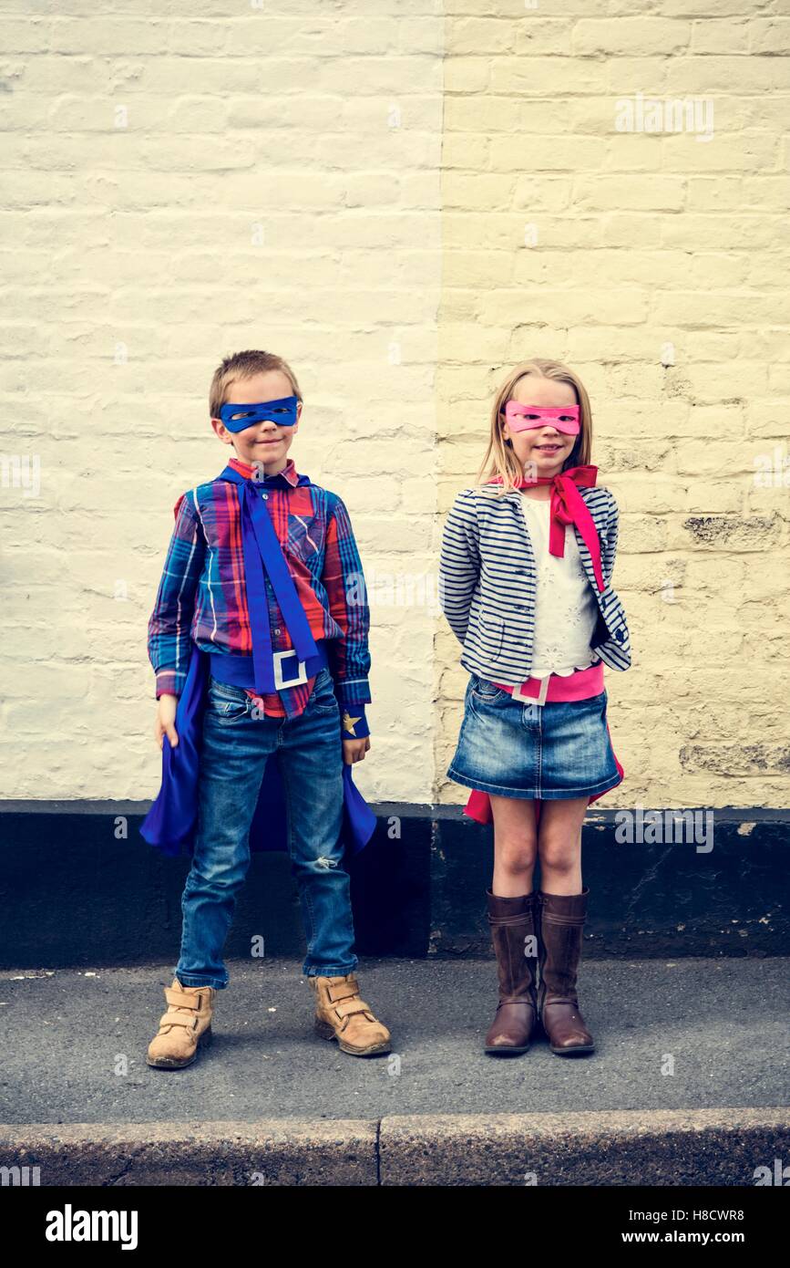 Superheroes Kids Friends Brave Adorable Concept Stock Photo - Alamy