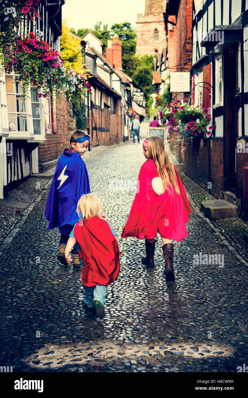 Superheroes Kids Friends Brave Adorable Concept Stock Photo - Alamy