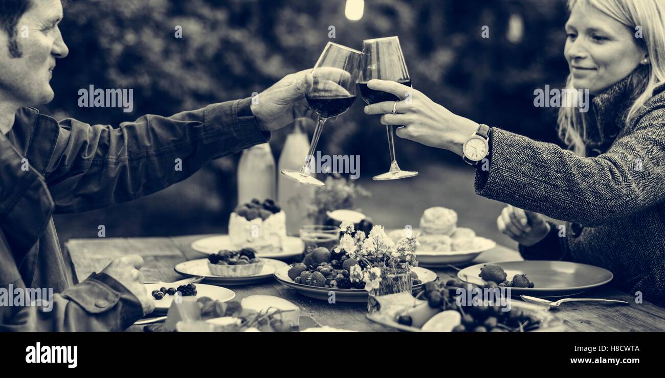 Couple Cheers Love Wine Concept Stock Photo - Alamy