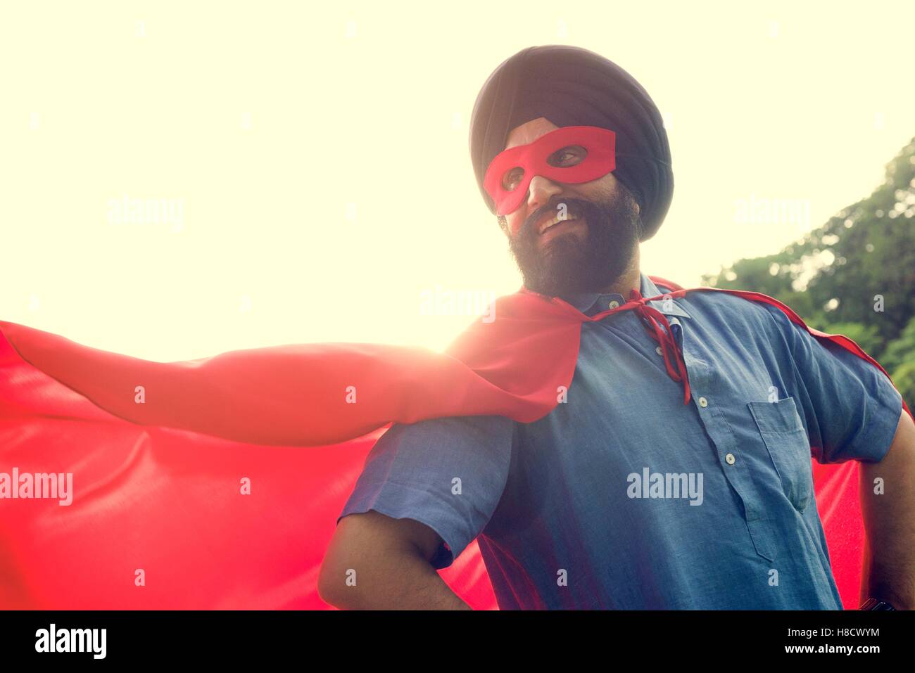 Indian Man Superhero Power Concept Stock Photo - Alamy