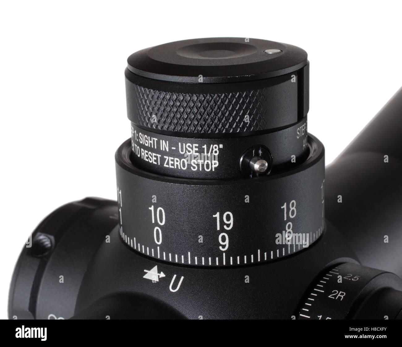 Knob that adjusts the reticle on a high powered riflescope Stock Photo ...