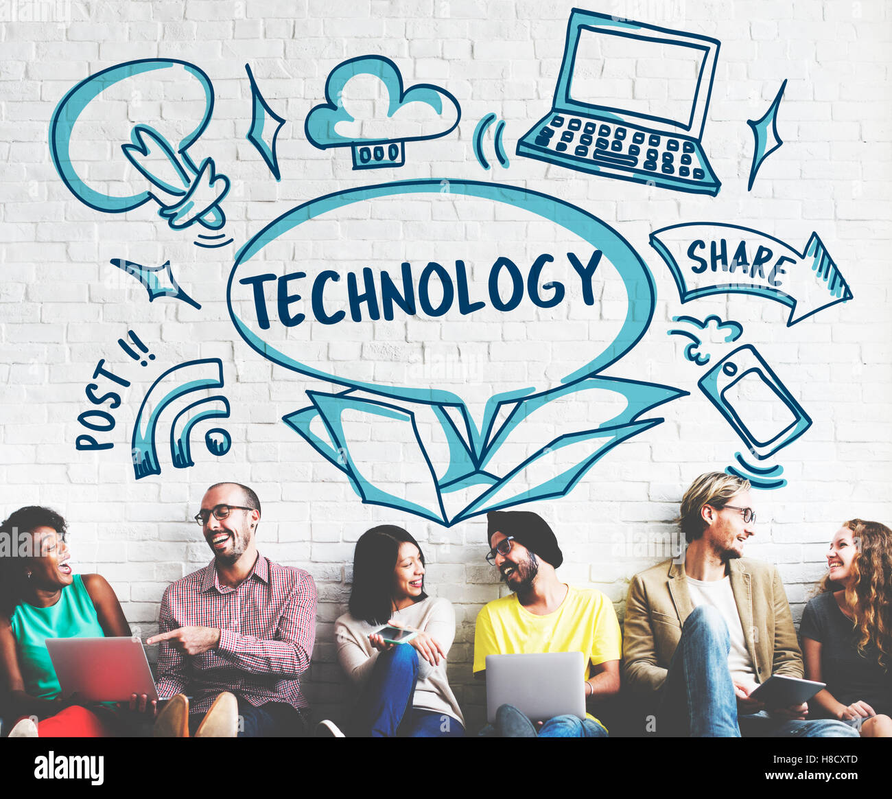 Internet Technology Ideas Outside Box Sketch Concept Stock Photo - Alamy