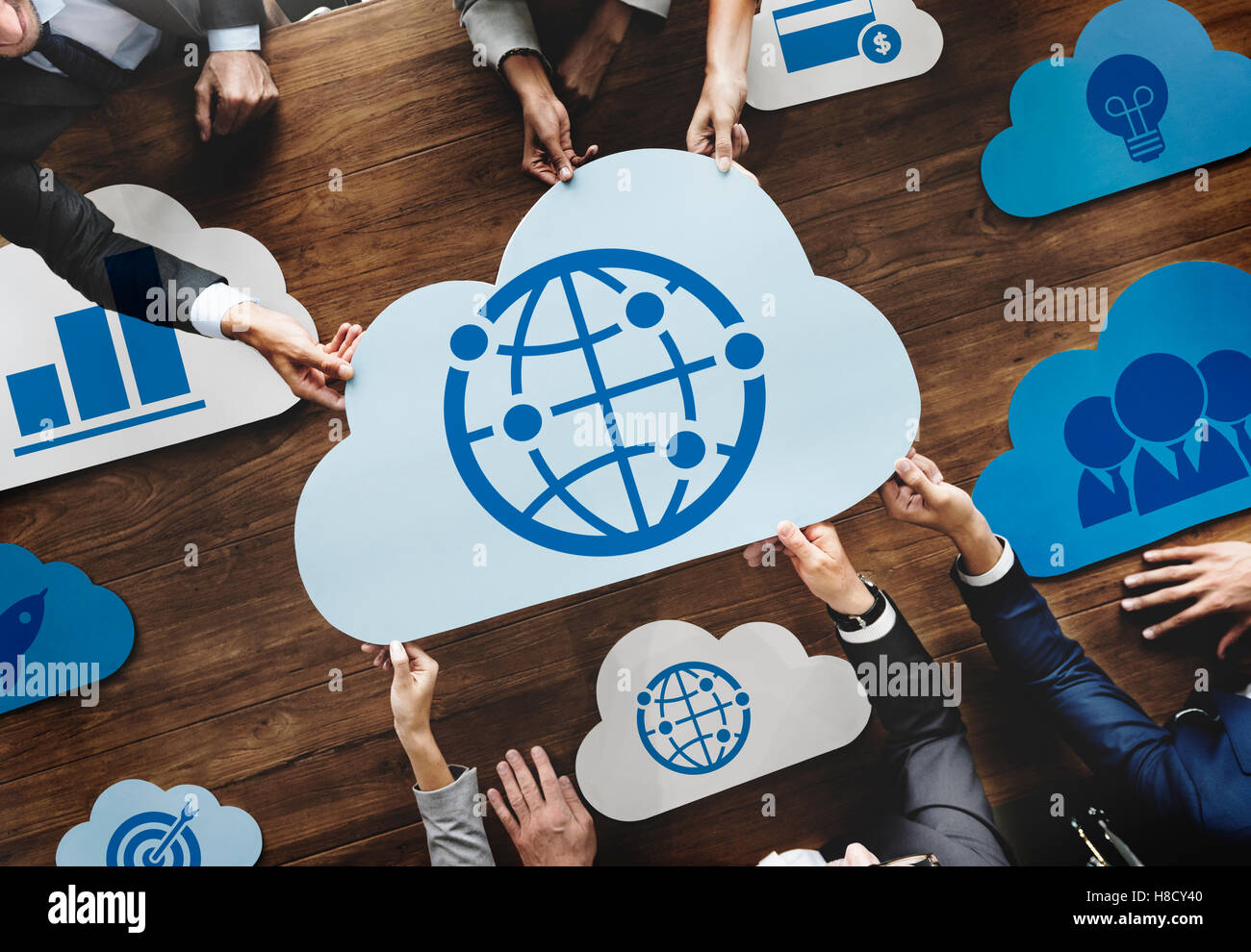 Cloud network group cooperation hi-res stock photography and images - Alamy