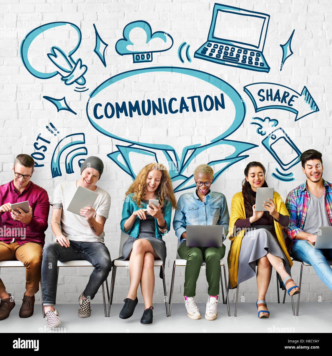 Connection Communication Ideas Outside Box Sketch Concept Stock Photo ...