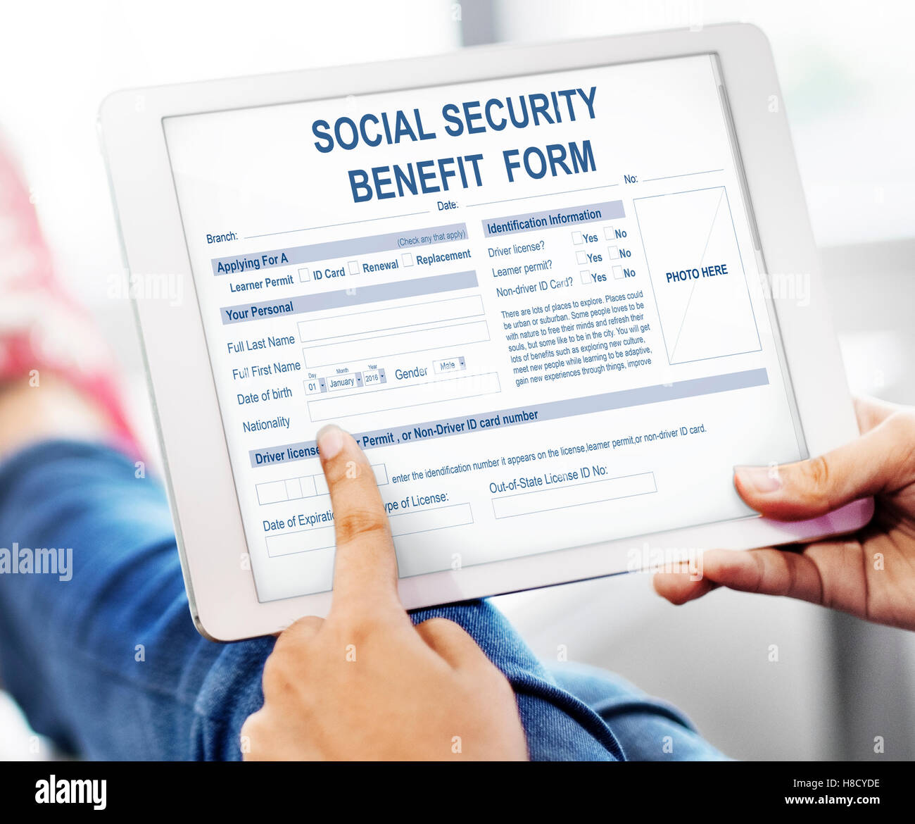 Social Security Benefit Form Application Concept Stock Photo - Alamy