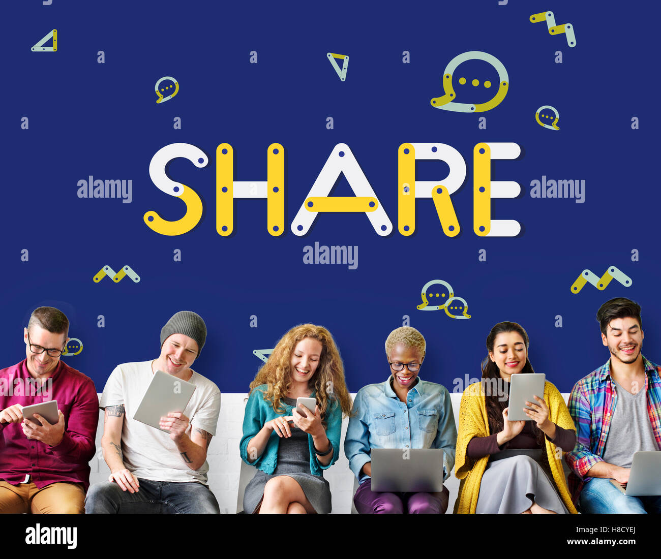 Geometric Font Media Technology Sharing Concept Stock Photo - Alamy