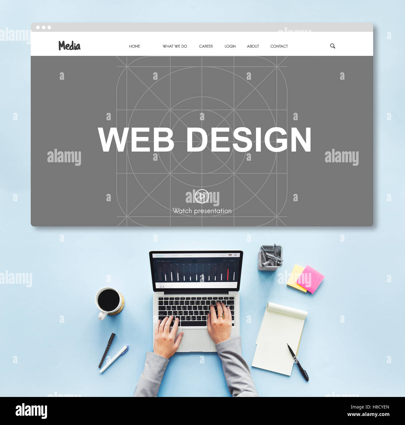 Web Design Media Page Concept Stock Photo - Alamy