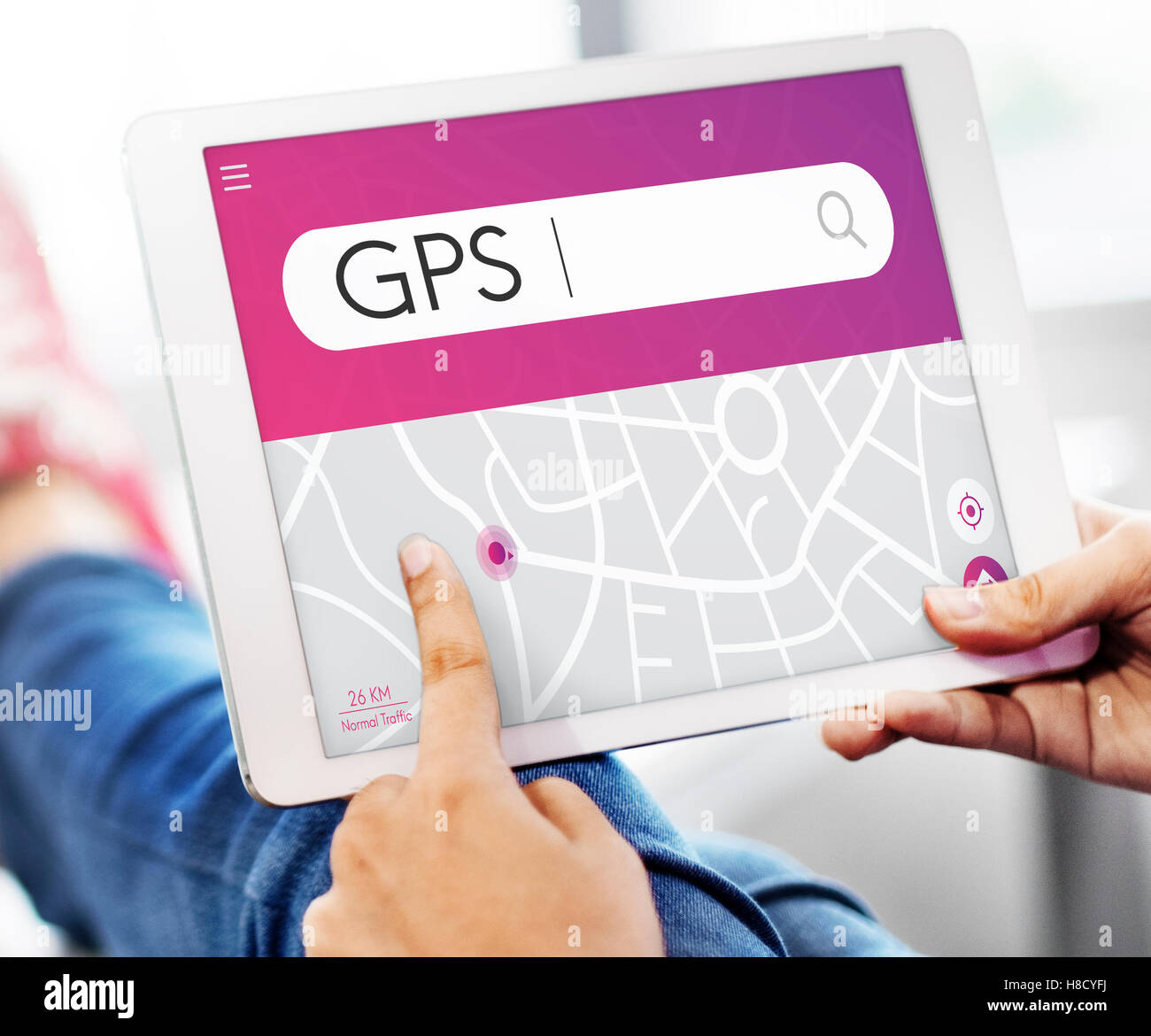 GPS Navigation Map Destination Concept Stock Photo - Alamy