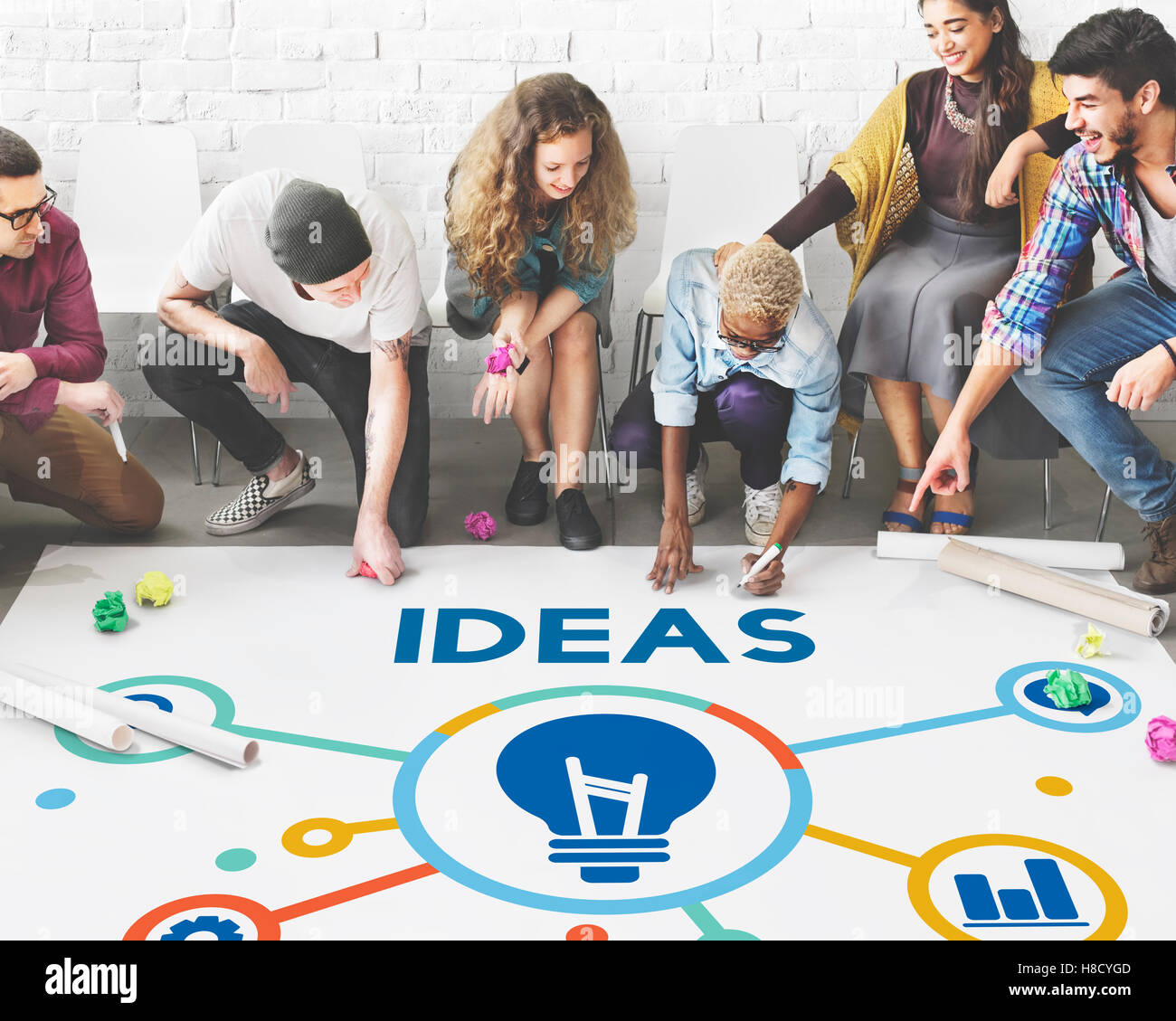 Ideas Development Icons Word Concept Stock Photo - Alamy