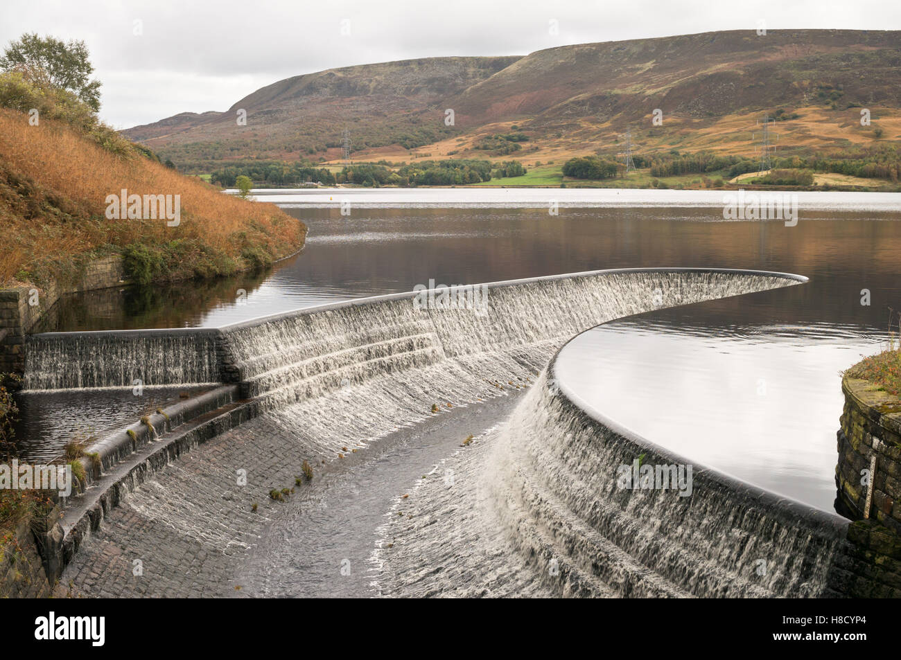 Torside reservoir spillway , near Crowden, Derbyshire, England, UK ...