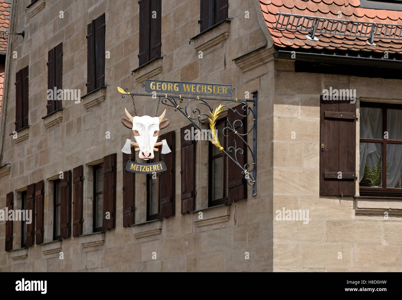 Butcher's sign, Spalt, Franconia, Bavaria Stock Photo - Alamy