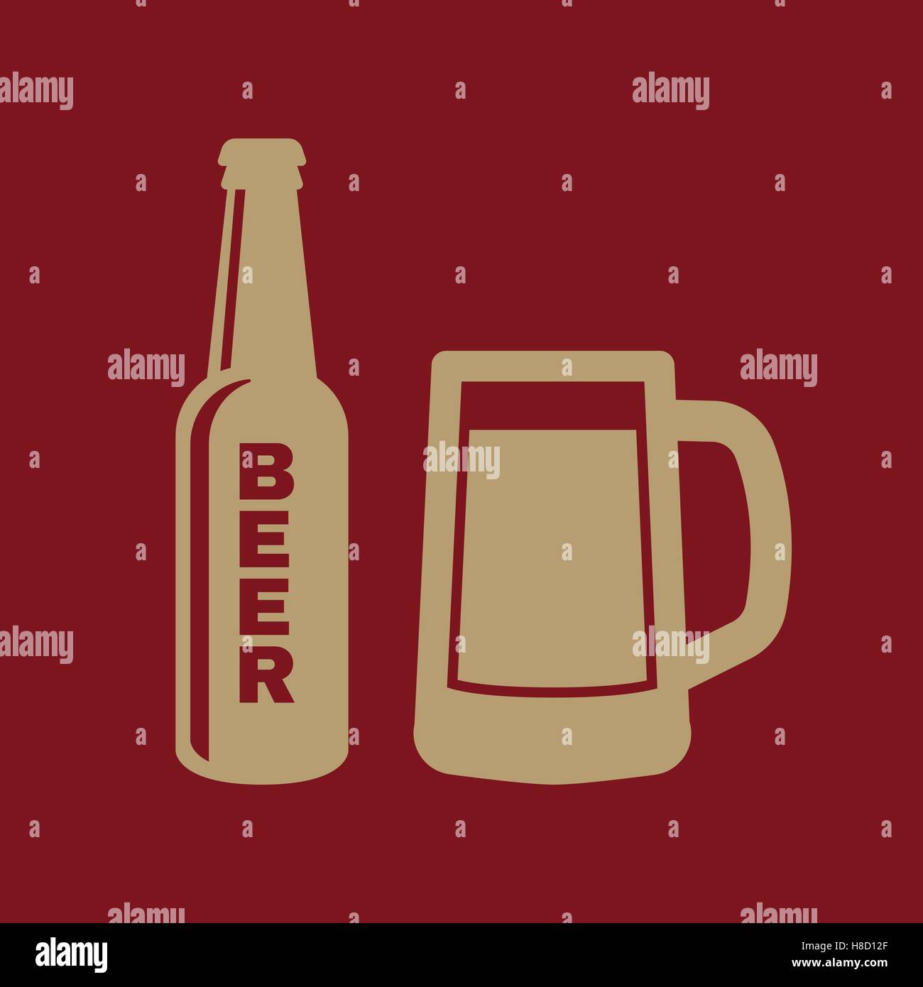 Bottle and glass of beer icon. Beer and pub, bar symbol. UI. Web. Logo ...