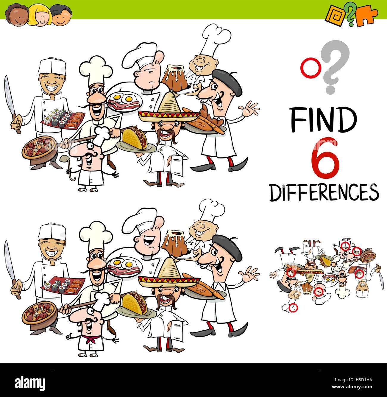 Cartoon Illustration of Finding the Difference Educational Activity for ...