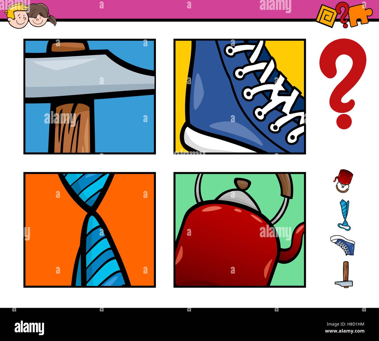 Cartoon Illustration of Educational Activity Task of Guessing Objects ...