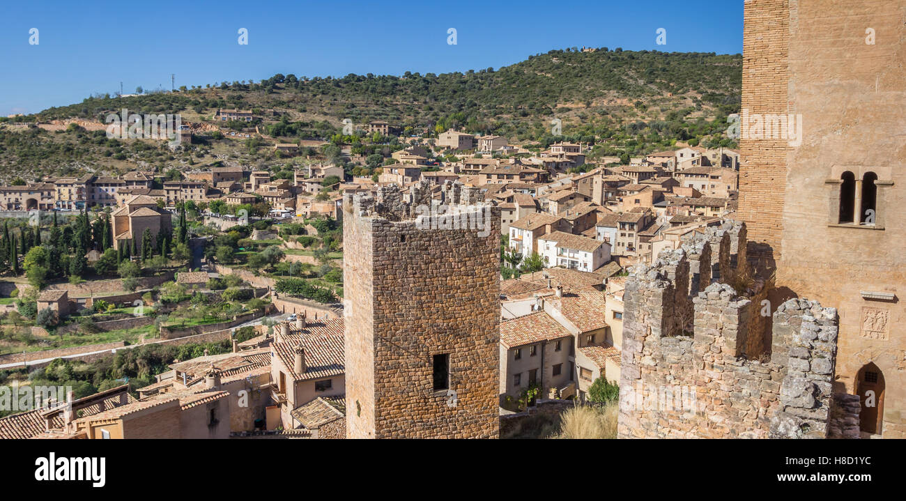 Panorama of the medieval village of Alquezar, Spain Stock Photo - Alamy