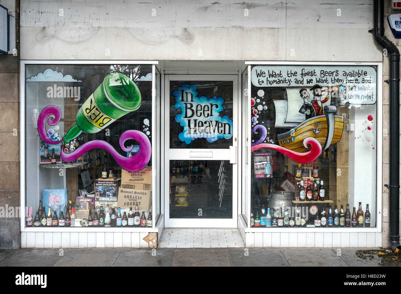 'In Beer Heaven' shop selling varieties of world beers Stock Photo - Alamy
