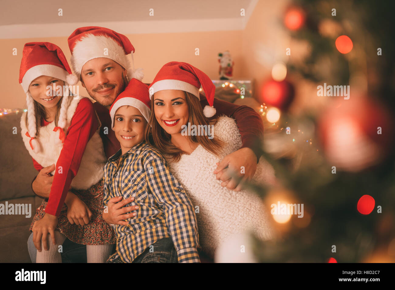 Happy Family At Christmas Holiday Stock Photo - Alamy