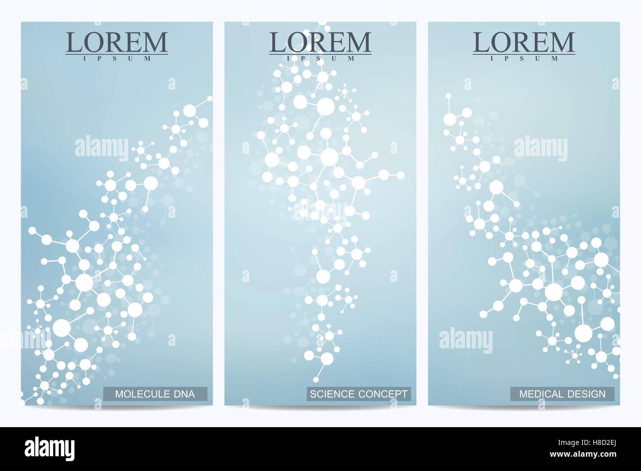 Set of modern vector flyers. Abstract background with molecule ...