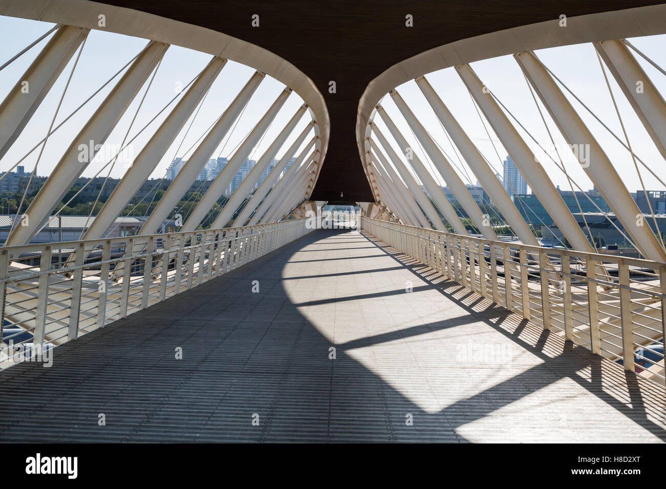 contemporary architecture pedestrian bridge, the view from inside Stock ...