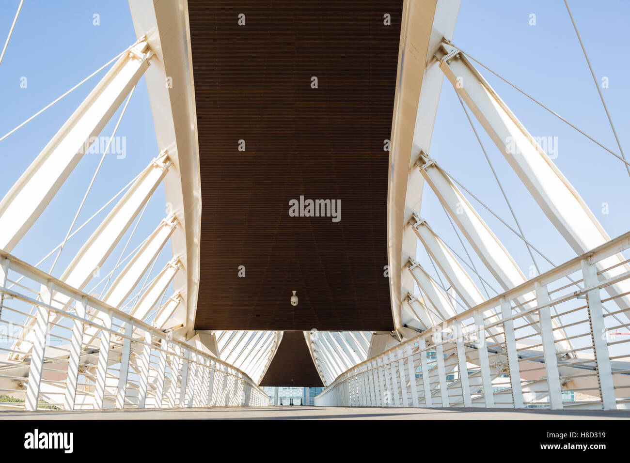 contemporary architecture pedestrian bridge, the view from inside Stock ...