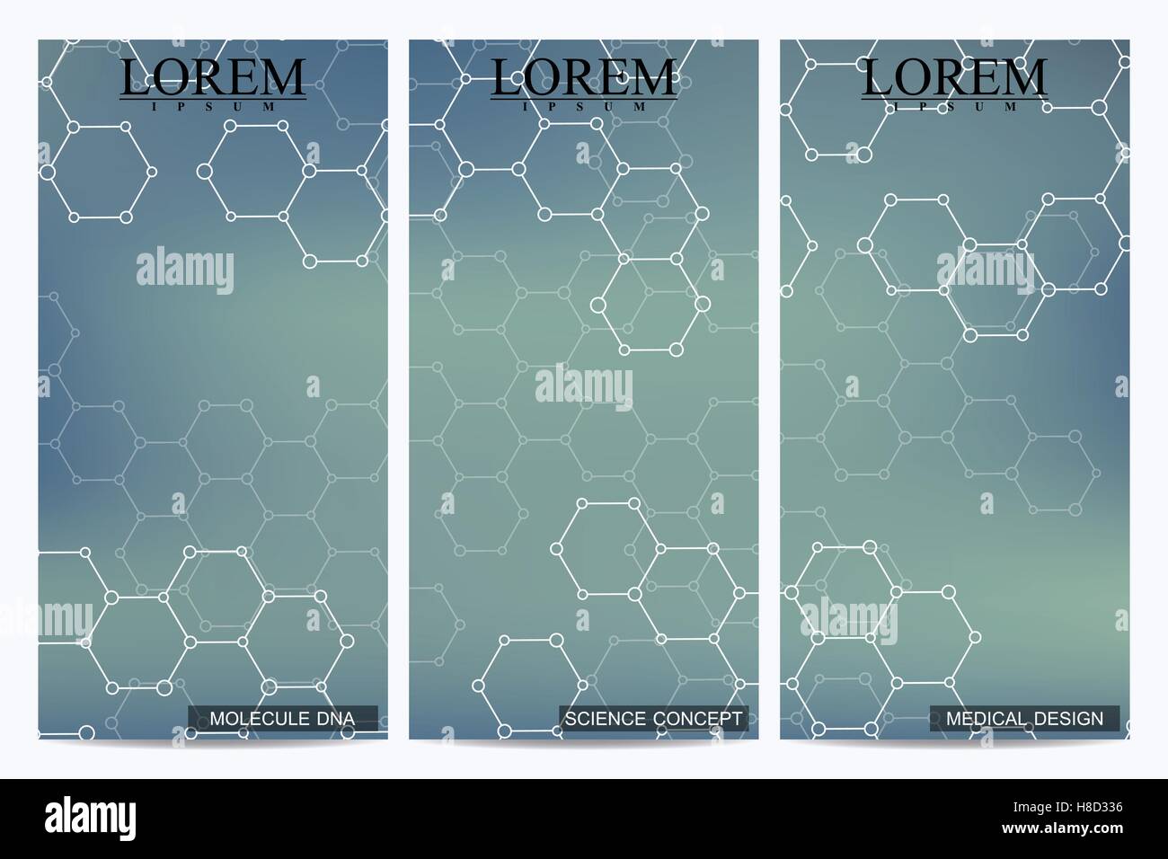 Set of modern vector flyers. Abstract background with molecule ...