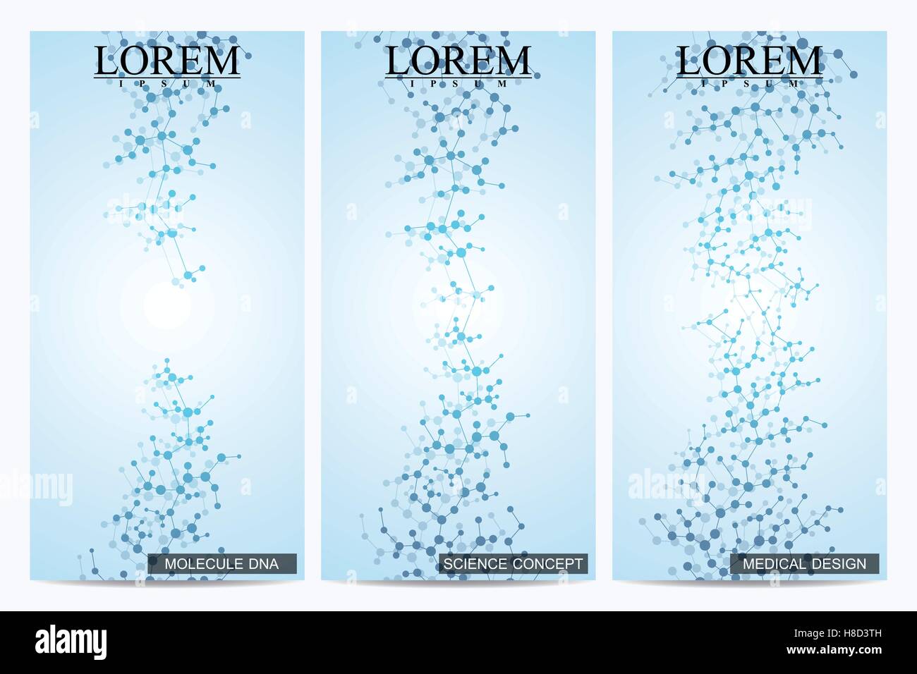 Set of modern vector flyers. Abstract background with molecule ...