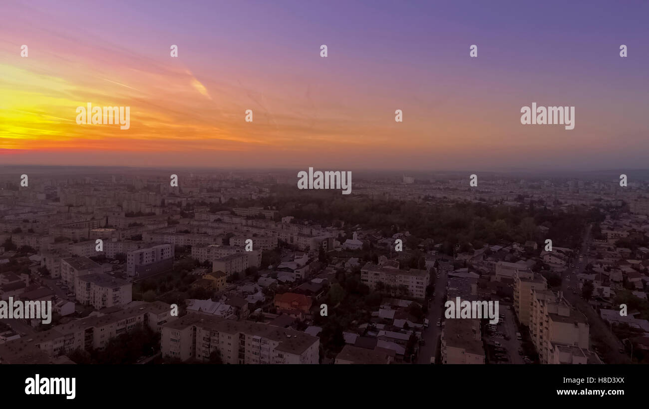 aerial view of sunset over the city Stock Photo - Alamy