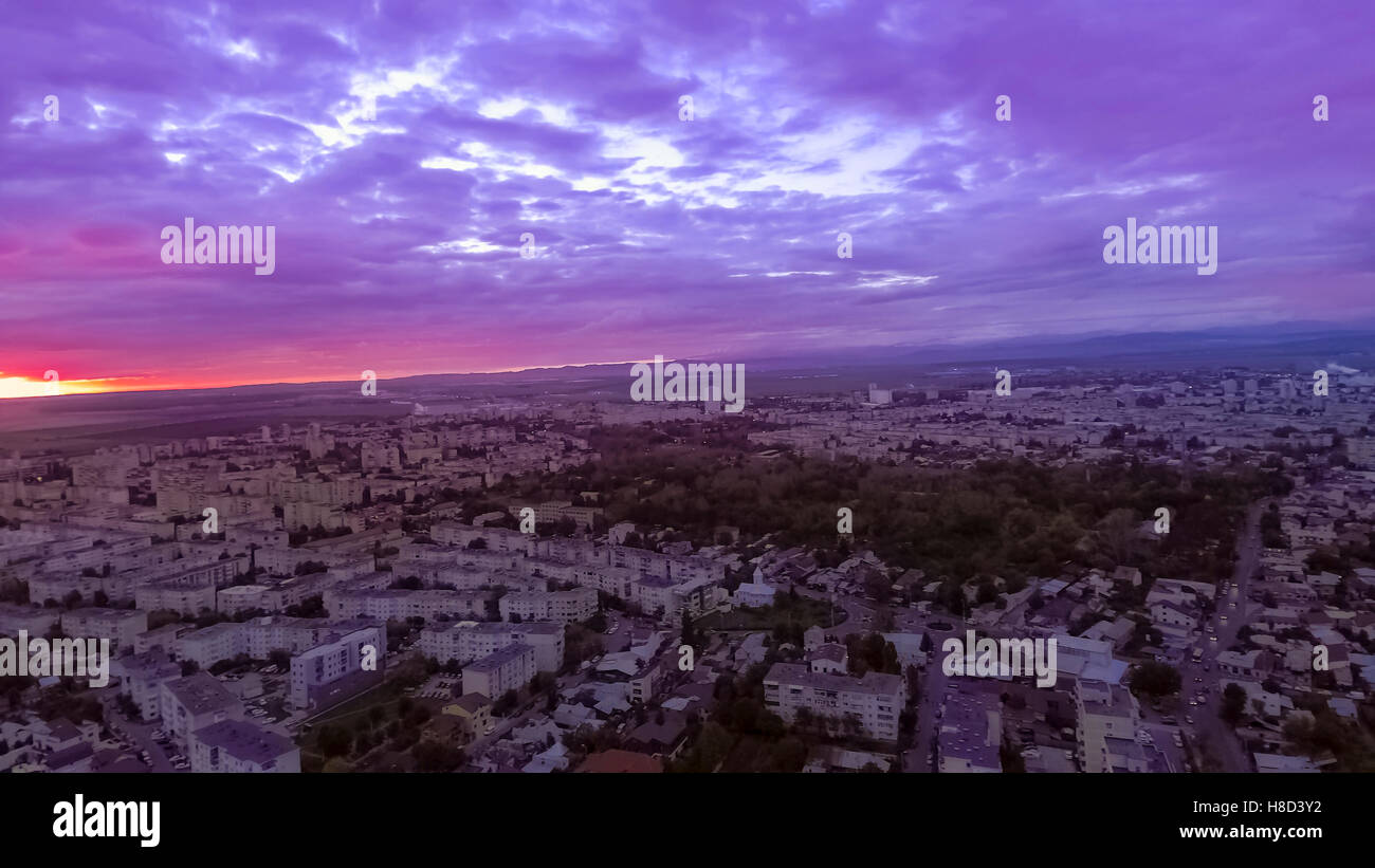 aerial view of sunset over the city Stock Photo - Alamy