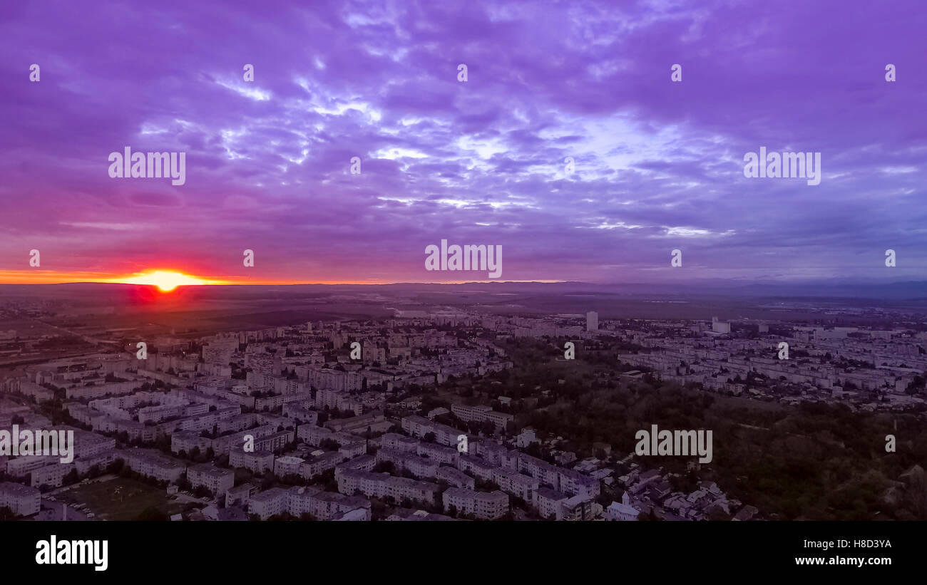 aerial view of sunset over the city Stock Photo - Alamy