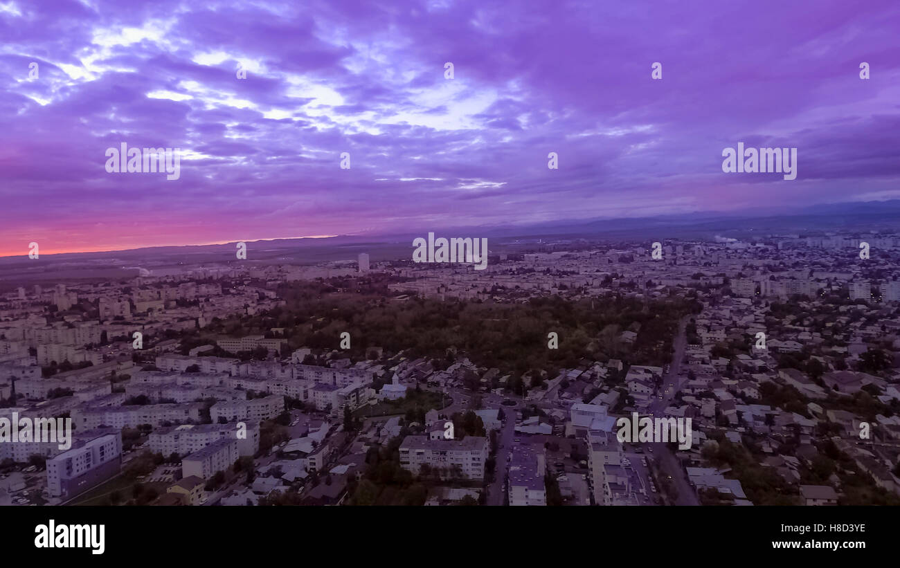 aerial view of sunset over the city Stock Photo - Alamy