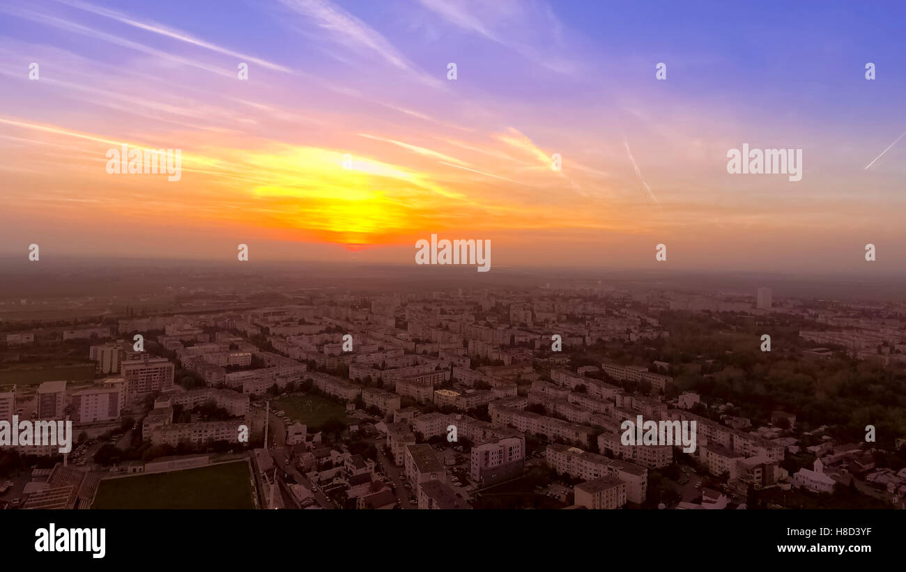 aerial view of sunset over the city Stock Photo - Alamy