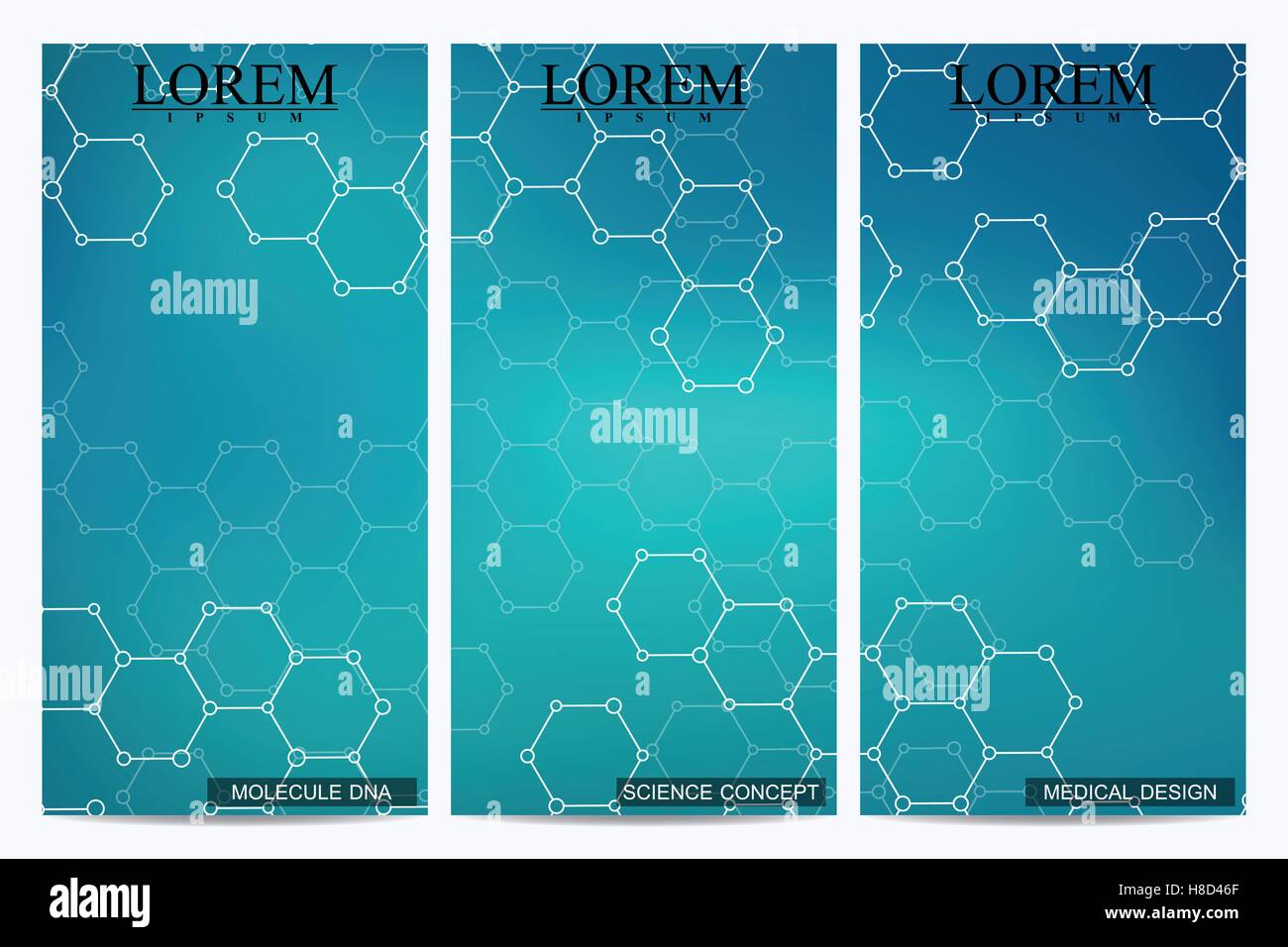 Set of modern vector flyers. Abstract background with molecule ...
