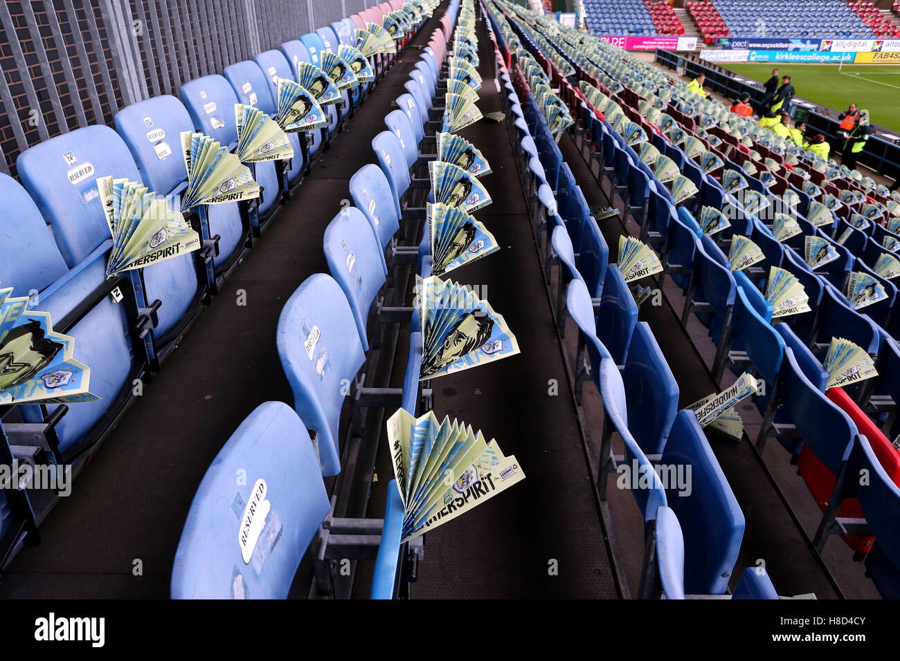 General view of the John Smith's Stadium with posters on each seat ...