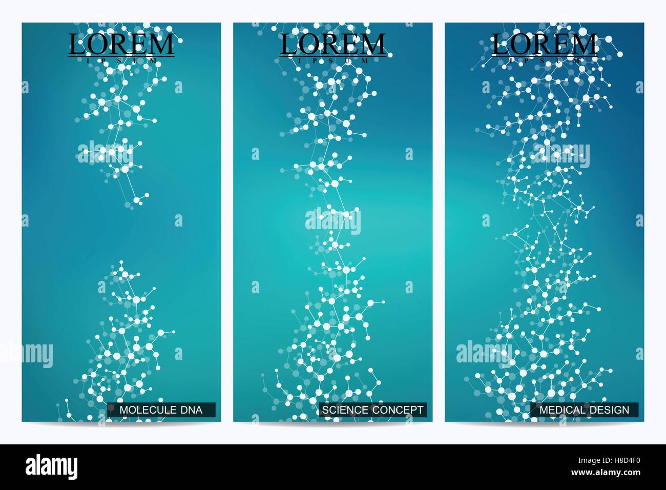 Set of modern vector flyers. Abstract background with molecule ...