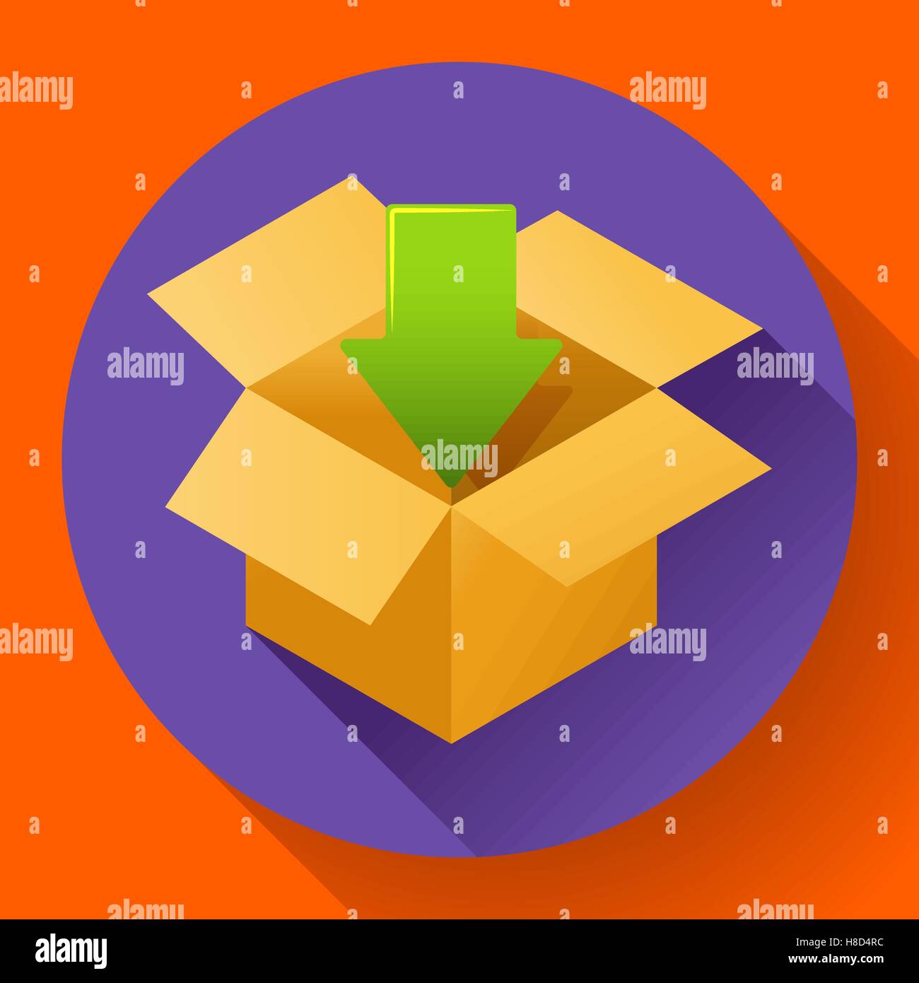 Flat pack icon on round color background. Shipping icon for internet ...