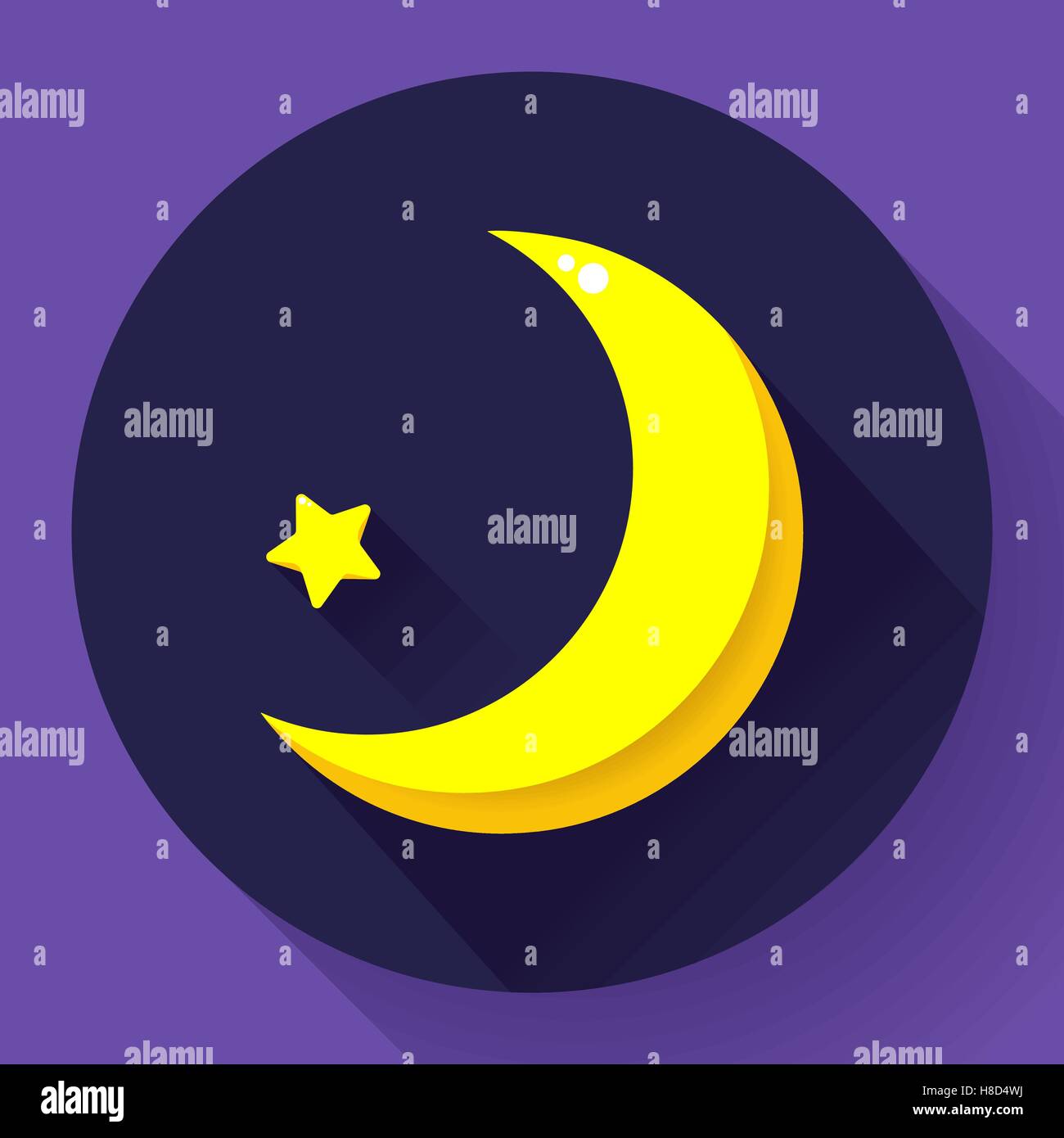 Moon and stars at night - Vector icon. Flat design style Stock Vector ...